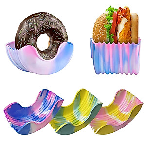 NIWISFOS Burger Hamburger Holder Sandwich French Fry Taco Sauce Holders Fixed Box Container Rack for Eating, Silicone Reusable, 4Pcs