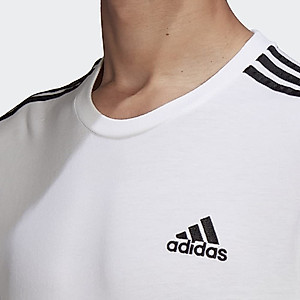 adidas Men's Essentials 3-stripes Tee, White/Black, Small