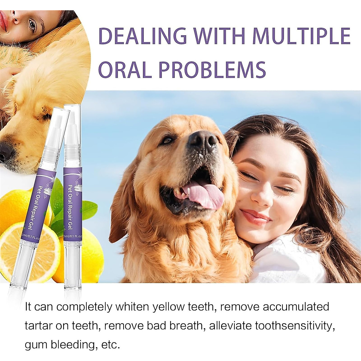 VOKETE Lettuce Pets Toothbrush, Lettuce Pets Dog Toothbrush, Lettuce Pet Oral Repair Gel, Lettuce Comfy Toothbrush Pen, Tooth Cleaning Pen for Dog Cats Dental Care Fresh Breath