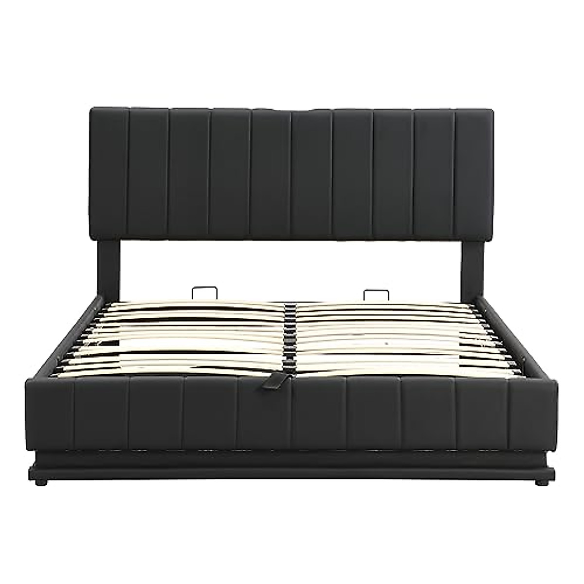 Favfurish Queen Size Lift Up Storage Bed,with Hydraulic System & 16 Color of LED Light,PU Upholstered Modern Platform BedFrame,w/Sockets and USB Ports for Boys Girls Teens Adult,Black