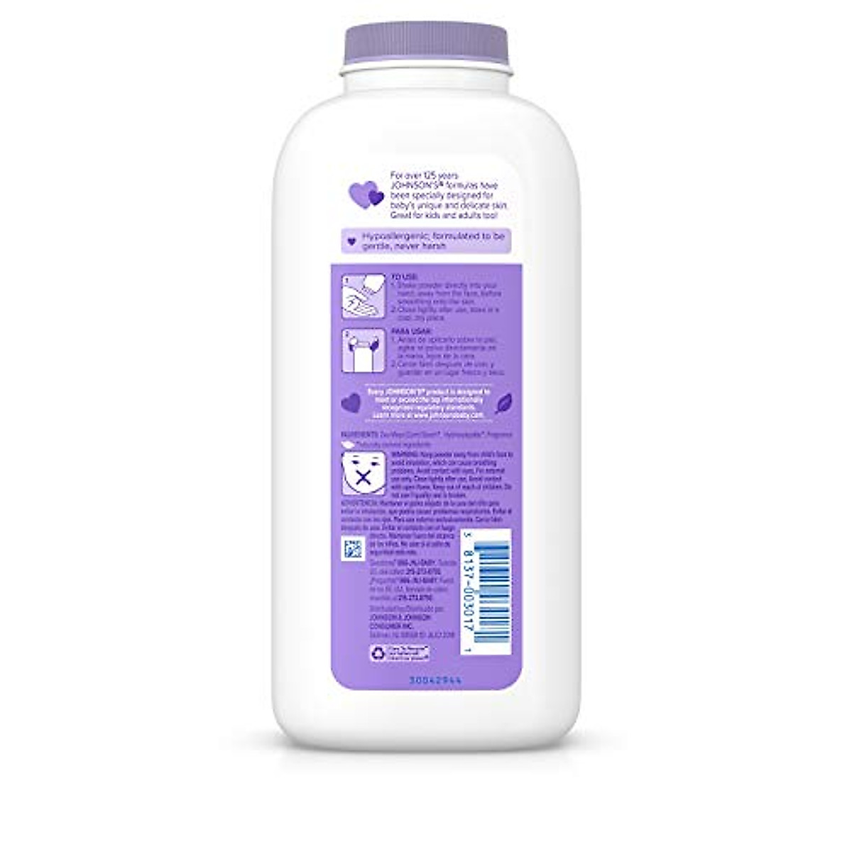 Johnson's Lavender Baby Powder with Naturally Derived Cornstarch, Hypoallergenic and Paraben Free, 15 oz