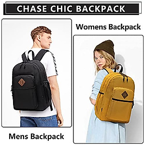 Backpack for Men and Women,ChaseChic WaterResistant Lightweight School Backpacks 15-in Laptop College Travel Bookbags,Black