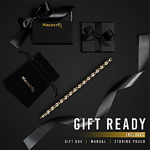 MagnetRX® Women's Magnetic Bracelet – Magnetic Crystal Bracelets for Women – Adjustable Length with Included Sizing Tool (Gold)