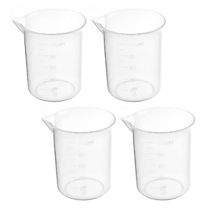 Othmro Measuring Cups 100ml/3.38oz PP Plastic Graduated Beaker Transparent for Lab Kitchen Liquids 4pcs