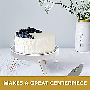 Collapsible White Cake Stand for Dessert Table, Wood Circles 12 inch Cake Stands for Wedding Reception, Cupcake Stand Wood Base with Metal Serving Stand - White Smedley & York