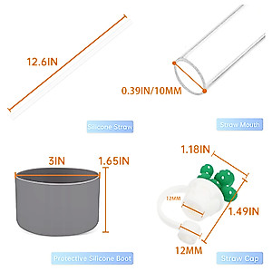 4 PCS Replacement Silicone Straws for Stanley Adventure Quencher Travel Tumbler 40oz Stanley Cup,2 Reusable Clear Straws with 1 Protective Silicone Boot and 12mm Straw Cover