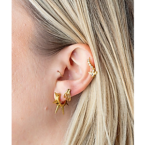 16GA 316L Surgical Steel Skeleton Hand Eyebrow Cartilage Helix Barbell Piercing (Black)