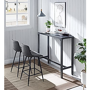 TMEE Outdoor Bar Table Patio High Pub Table 46”L Counter Height Table with Waterproof Top and Sturdy Metal Frame for Hot Tub/Poolside/Garden/Balcony/Hallway/Bistro, Rectangle, Black