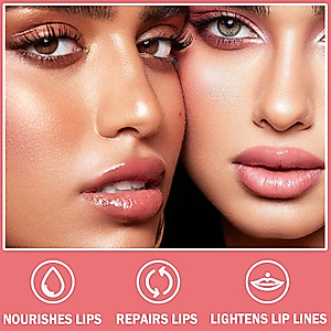 CAHIUYOA Lip Oil Hydrating Tinted Lip Oil Lip Gloss,Lip Glow Oil Lip Tint,Non-sticky Big Brush Head,Nourishing Repairing Plumping Lip Oil Lip Gloss - Cherry