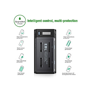 EBL C Size Rechargeable Batteries (2 Pack) and D Rechargeable Batteries (2 Pack) with Upgraded LCD AA AAA C D 9V Battery Charger with 2 USB Port & Discharge Function