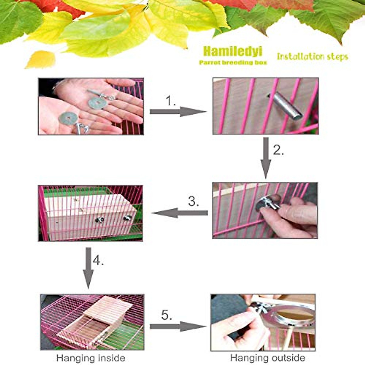 Hamiledyi Parakeet Nest Box 2Pcs Bird House Budgie Wood Breeding Box for Lovebirds, Parrot Mating Box