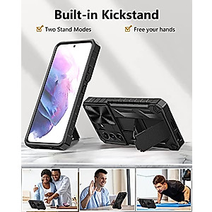 WTYOO for Samsung Galaxy S22-Plus Case: Military Grade Drop Proof Protective Rugged TPU Matte Shell | Shockproof Durable Protection Tough Cell Phone Cover with Built-in Kickstand