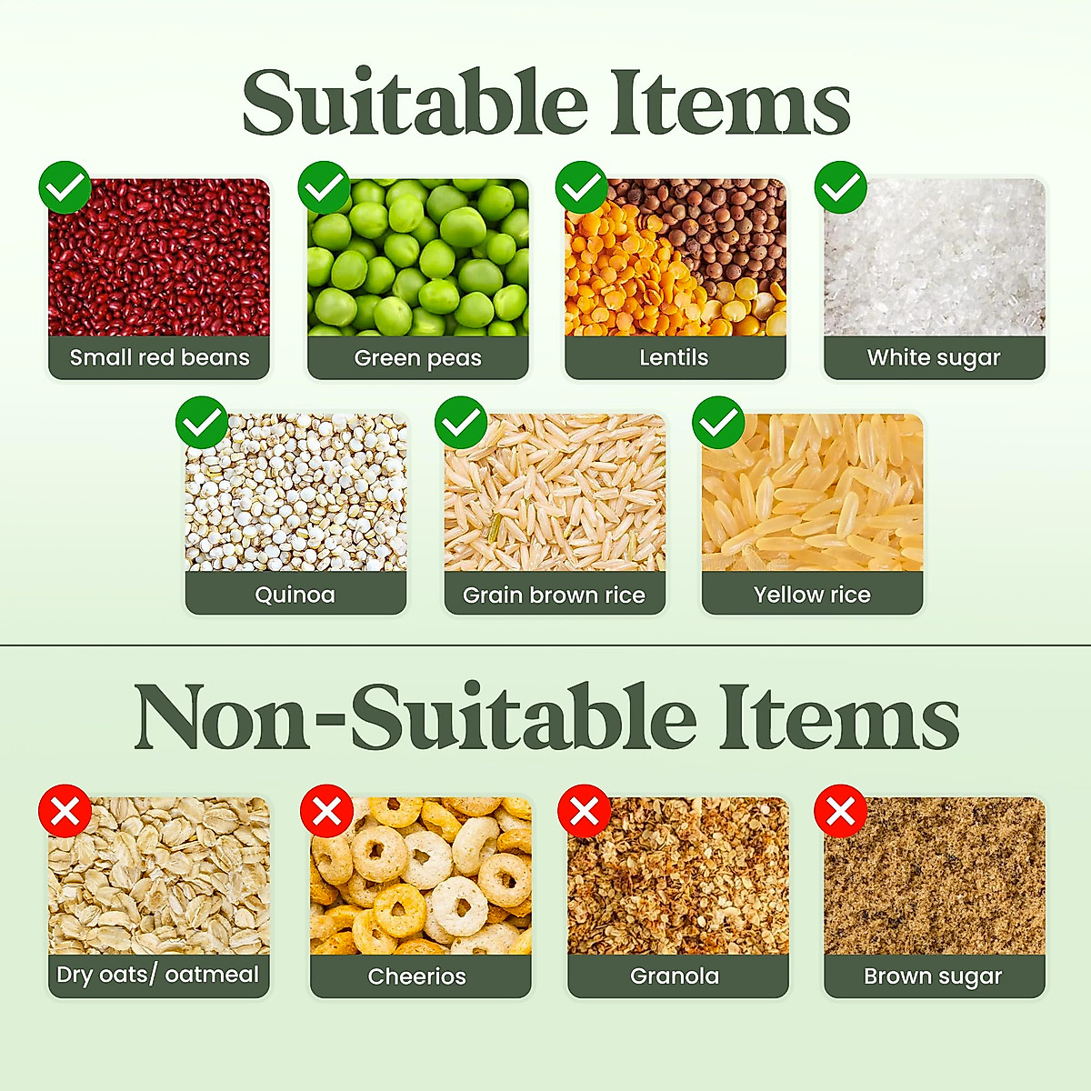 Rice Dispenser 25 Pounds, Kitchen Storage with Chalk Labels and Measuring Cup, Grain Dispenser, 6 Compartment Rice Storage Container, Rotating Food Dispenser for Sunflower Seeds, Popcorn Kernels