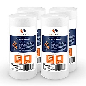 Aquaboon 4-Pack of 5 Micron 10"x4.5" Sediment Water Filter Replacement Cartridge | Whole House Sediment Filtration | Compatible with W15-PR, HD-950, WFHD13001B, GXWH35F, GXWH30C, HF45-10BLBK10PR