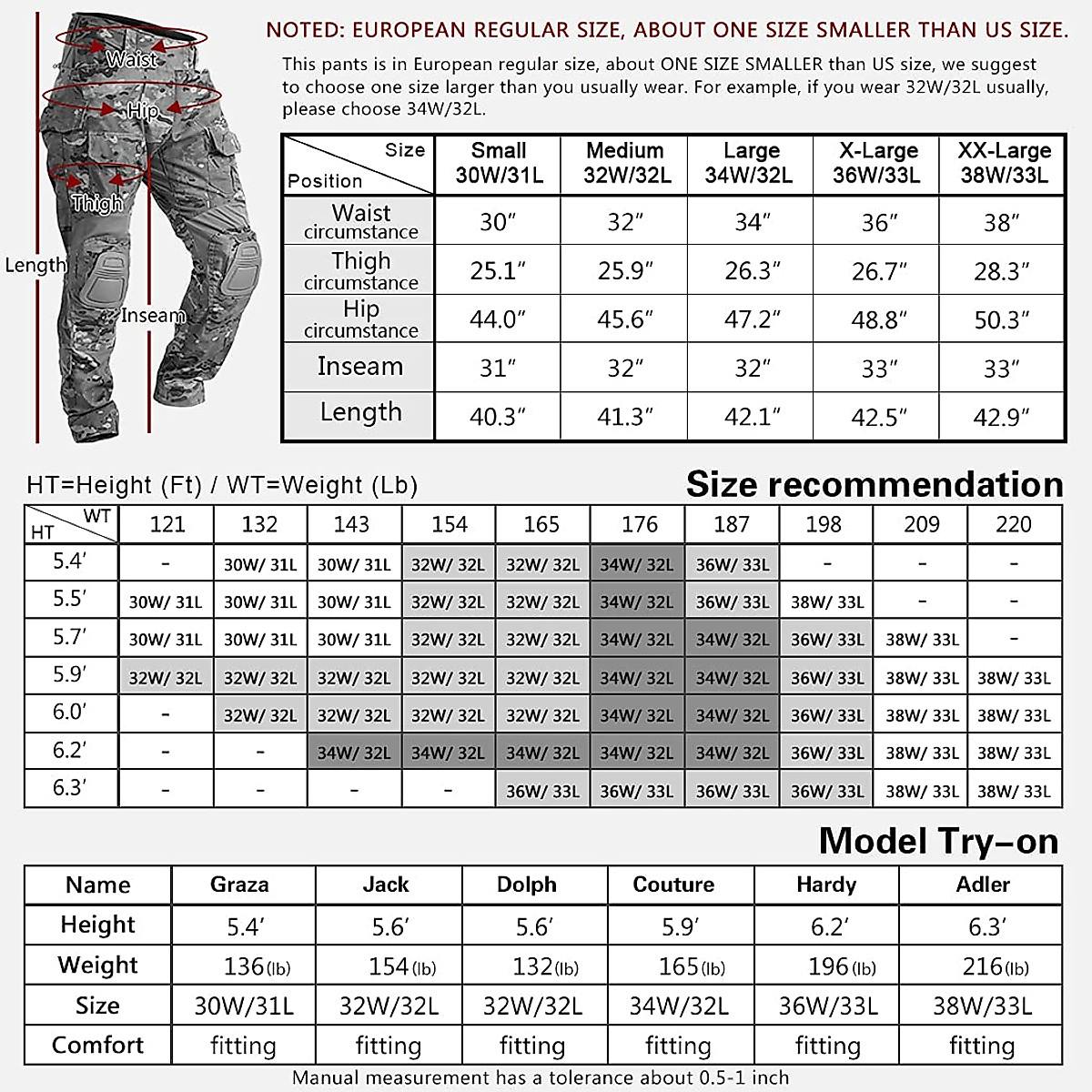 IDOGEAR G3 Combat Pants Multi-camo Men Pants with Knee Pads Tactical Camo Trousers (Multi-camo Black, 34W x 32L)