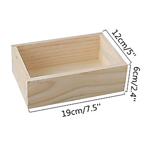 LONG TAO 2 Pcs 7.5" × 5" × 2.4" Natural Wooden Succulent Planter Plant Container Box Window Boxes Rectangular Flower Pot Storage Box for Indoor Outdoor Home Venue Decor