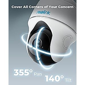 REOLINK Pan Tilt Solar Battery Camera Outdoor Wireless for Home Security, No Hub Needed, 2K Night Vision, Smart Detection, 2-Way Audio, Support Alexa/Google Assistant/Local SD, Argus PT