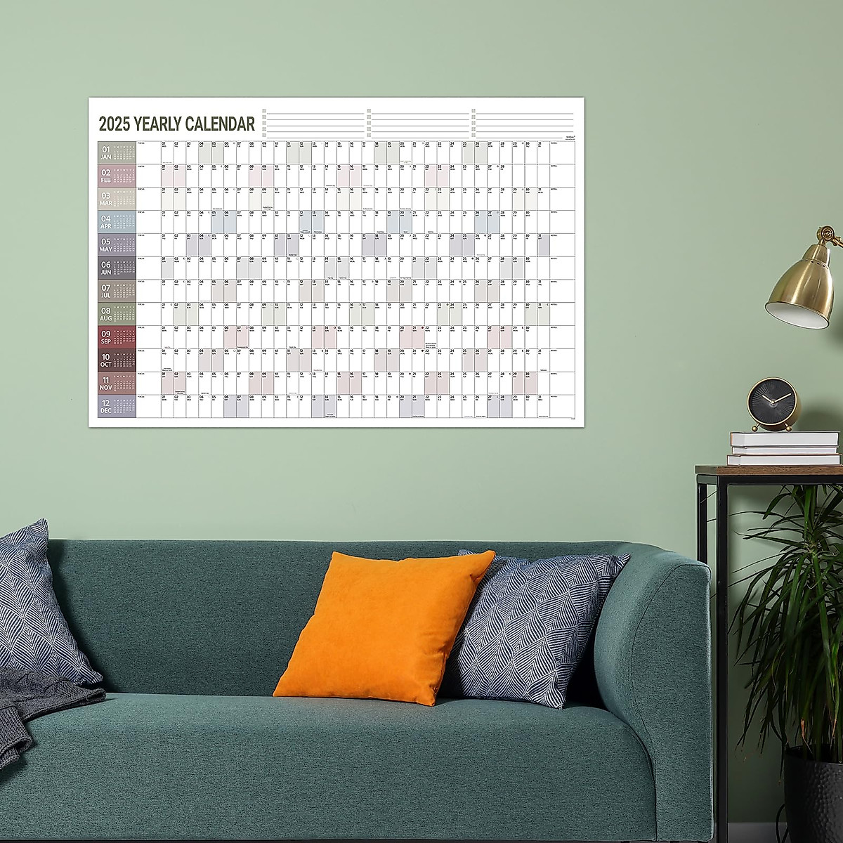 Calendar 2023-2024 - Wall Calendar 2023-2024, 12" x 17", January 2023 - June 2024, 2023 Wall Calendar with 18 Month, Thick Paper,Twin-Wire Binding + Hanging Hook + Large Blocks with Julian Dates - Black Waterink