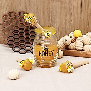 Nefelibata Faux Honey Pot with Bees and Dippers, Bumble Bee Tiered Tray Decor, Drippy Honey Pot, Fake Honey Jar Table Centerpieces, Spring Summer Decor