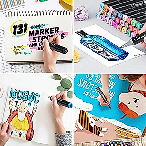Alcohol Markers, 80 Colors Coloring Pens, Professional Dual Tip Permanent Art Marker Pens, Alcohol Based Markers with 2 Bonus Pens and Carrying Case for for Kids, Adults Painting Coloring Sketching