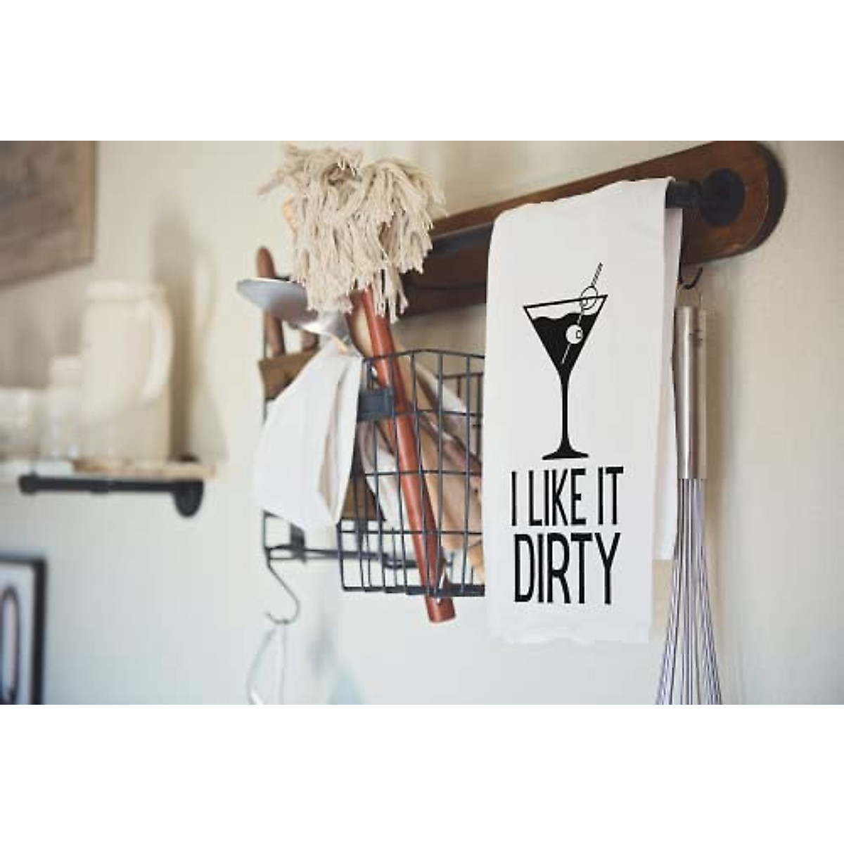 Handmade Funny Kitchen Towel, 100% Cotton Funny Dirty Martini Bar Towel for Kitchen, I Like It Dirty, Perfect for Hostess Housewarming Christmas Mother’s Day Birthday Gift (I Like It Dirty)
