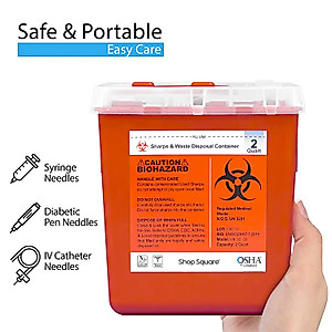 Sharps Containers for Home and Professional Use, 2 Quart Needle Disposal Containers (3 Pack) Syringe Disposal Container Home, Biohazard Containers, Small Sharps Container
