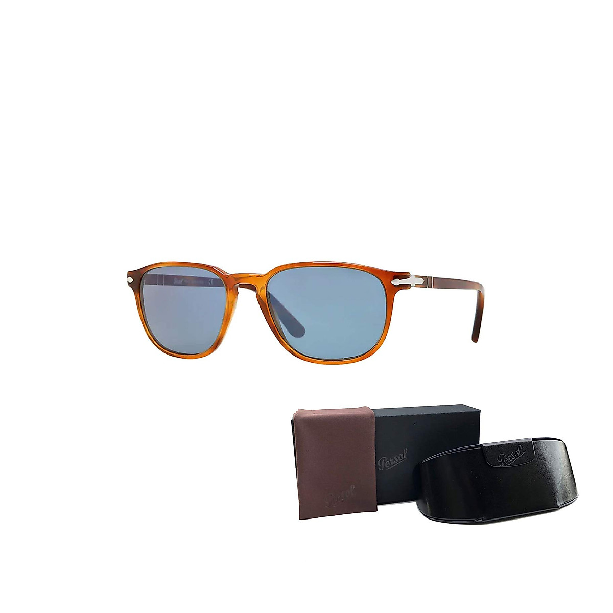 PO3019S 96/56 55MM Terra Di Siena/Light Blue Square Sunglasses for Men + BUNDLE with Designer iWear Eyewear Kit