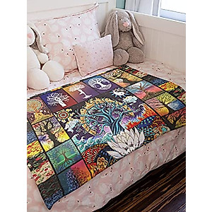 Tree of Life Blanket - Pagoda Tree Blanket Sherpa Fleece Blanket Fuzzy Plush Blanket Soft for Couch Sofa - Celtics Bedding Full Tree of Life Norse Irish Throw Xmas Bedding Decor (60x50, 80x60 Inches)