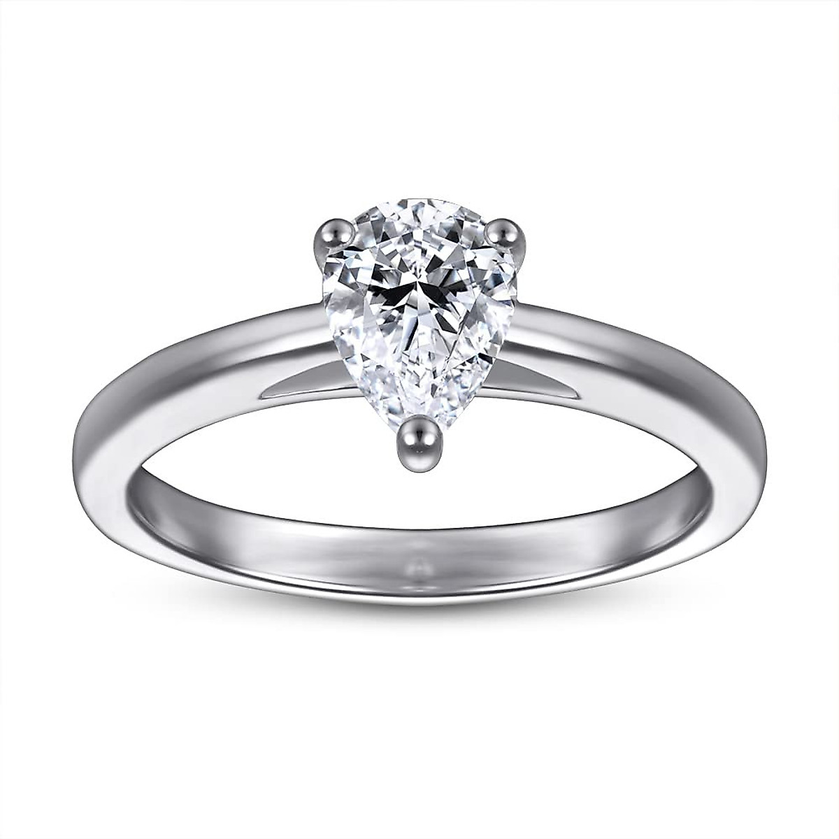 Blocaci Pear Cut Engagement Rings for Women 1 Carat Solitaire Moissanite Rings 925 Sterling Silver 10K 14K 18K Gold with Text Engraving (10K Gold)