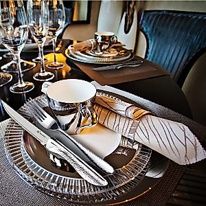 HISSF Steak knives Set of 8,Serrated Stainless Steel Sharp Blade Flatware Steak Knife Set,Unique Hammered Pattern Hollowed Handle,4.5 In,Dishwasher Safe