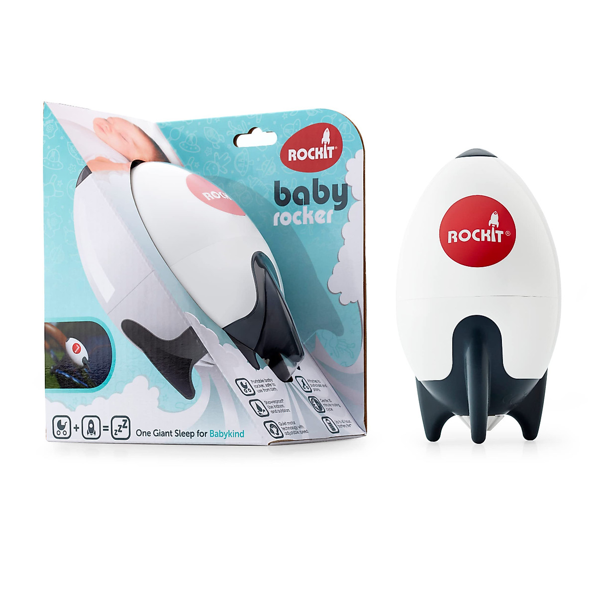 Rockit Rocker (AA Battery Version) - Baby Sleep Aid Gently Rocks Any Stroller or Buggy, Adjustable Speed with 60 Minute Timer - Fits All Pushchairs & Prams to Create a Portable Baby Bouncer