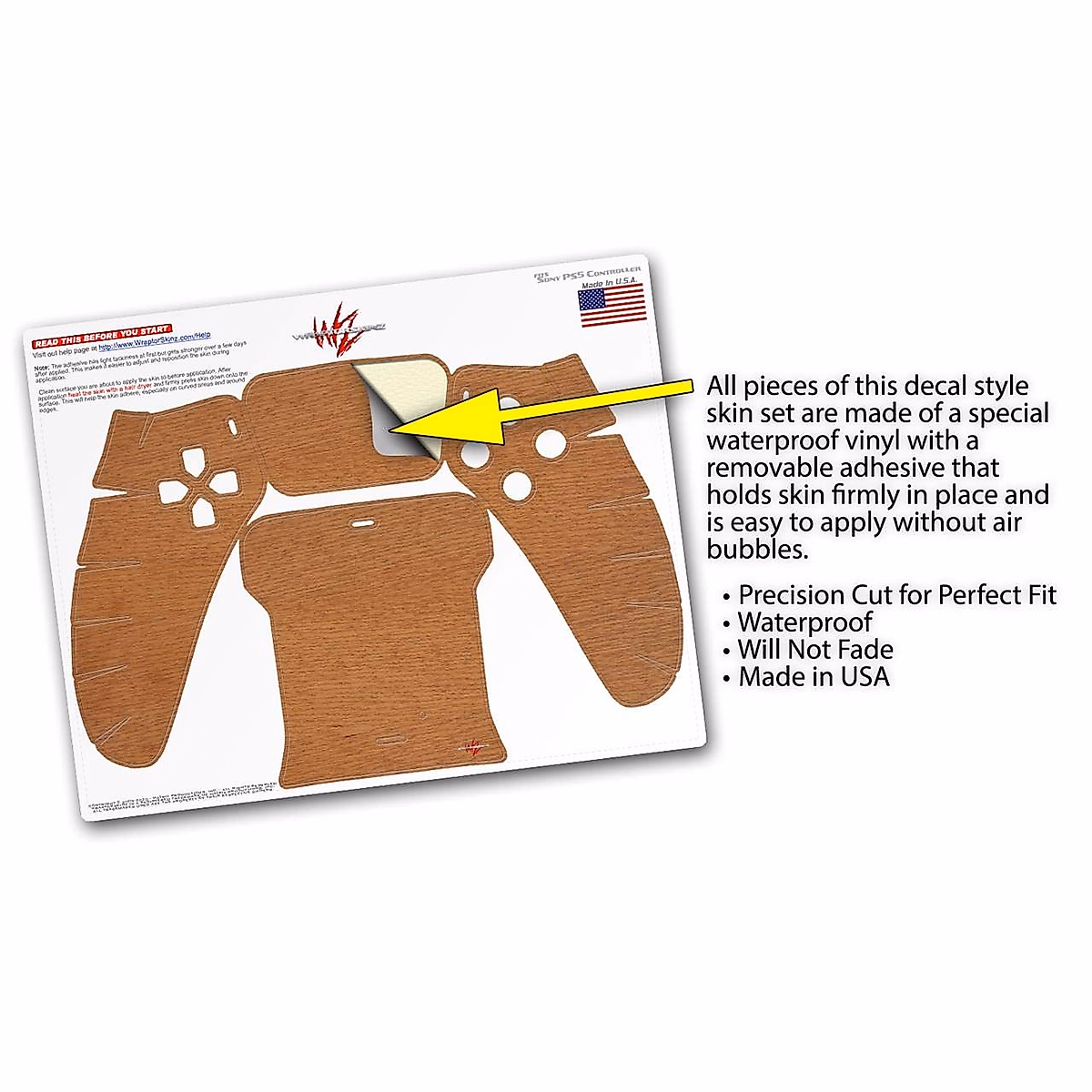 WraptorSkinz Skin Wrap compatible with Sony PS5 DualSense Controller Wood Grain - Oak 02 (CONTROLLER NOT INCLUDED)