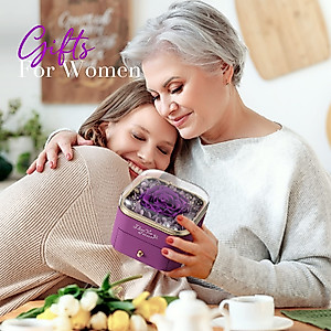 NEWNOVE Preserved Real Purple Rose with Purple Necklace -Forever Flowers Gifts for Mom Grandma Wife Girlfriend, Anniversary Birthday Gifts for Women I Love You Gifts for Her