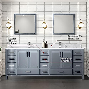 Lexora Jacques 84 in. W x 22 in. D Dark Grey Double Bath Vanity