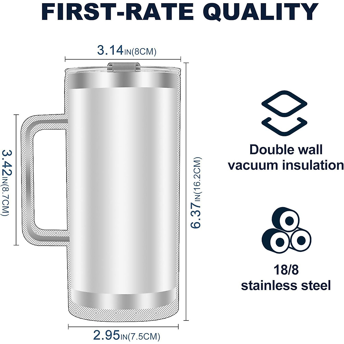 20 oz tumbler with handle, Lids and Straw, insulated Stainless Steel Coffee Mug, Keeps Drinks Cold up to 12 Hours, Fits in Car Cup Holder, 100% Leakproof, Iced Tea or Coffee, Smoothie(Candy Pink)