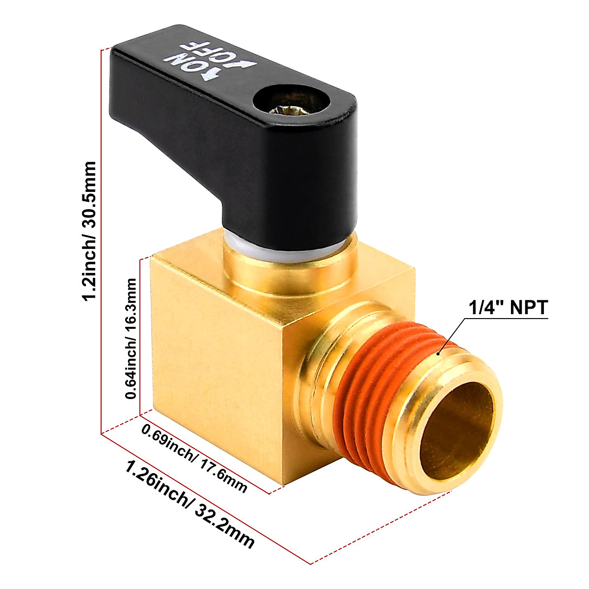 Foxmitool 2pcs Air Compressor Drain Valve, Brass Mini Drain Cock Ball Valve, 1/4'' NPT Male × NPT Female for Air Compressor