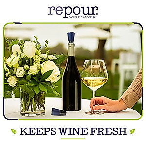 Repour Wine Saver - Wine Preserver and Stopper, Removes harmful oxygen from your wine, simply and effectively,Indigo Blue,10 Pack