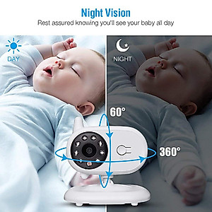 Video Baby Monitor with Camera Baby Security Surveillance Camera Latest with 3.5" Screen, Night Vision, Temperature Sensor, Lullaby, Two Way Talkback, Sound Activated & Audio Only Mode