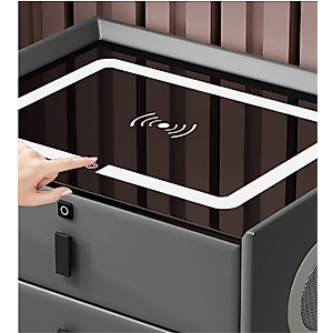 SXGWS Solid Wood End Table with Charging Station Wireless and LED Lights,Bluetooth Speaker Side Table，with 2/3 Storage Drawers for Bedroom Living Room (Color : White with 2 Drawers)