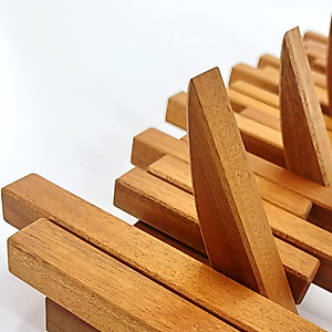 Acsigesn Wooden Coat Rack Wall Mounted Sticks Multi Rack Solid Handmade Natural Cherry Wood Artwork with 5 Flip-Down Unique Modern Hooks for Coats Bag Hat Umbrella