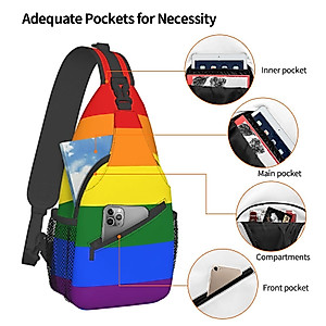 Qurdtt Rainbow LGBT Crossbody Backpack Gay Pride Sling Bag for Men Women Shoulder Chest Bags Gym Sport Travel Hiking Daypack