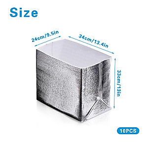 10 PCS Reusable Insulated Shipping Bags 13.4 x 9.5 x 13 Inch, Thermal Box Liners for Lunch Box Camping Picnic Foil Insulated Bag Liner Waterproof Insulation Package for Frozen and Hot Food