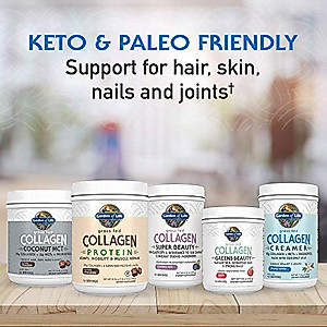 Garden of Life Grass Fed Collagen Coconut MCT Powder - Vanilla, 24 Servings, Collagen Powder for Energy Hair Skin Nails Joints, Collagen Peptides Powder, Coconut MCTs, Collagen Protein Supplements