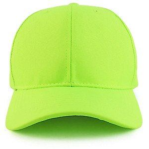 Trendy Apparel Shop Oversized Big XXL Safety Neon Structured Plain Baseball Cap - Neon Green