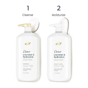 Dove Shampoo Coconut & Hydration Pack of 4 For Dry Hair Shampoo with Oil Blend of Coconut, Jojoba & Sweet Almond 31 oz