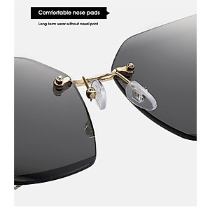 2023 New Woman Sunglasses for Beach Summer with Eyeglass Cases, Sunglasses Womens Trendy, Fashion Woman Rimless Sun Glasses for Beach Summer Outdoor, Anti Glare 100% Sunglasses to Protect Eyes