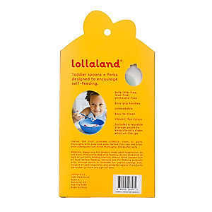 Lollaland 5 Piece Plastic Toddler Silverware Spoon and Fork Utensil Set - Reusable Toddler Cutlery with Hygienic Travel Pouch (Turquoise)