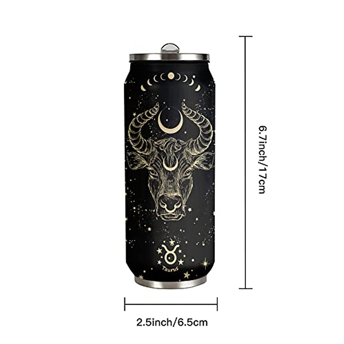 tatamonkey Taurus Constellation Tumbler Zodiac Mens Womens Stainless Steel Tumblers Astrology Fans Birthday Gifts Coffee Sublimation Mugs Car Cup - 17 OZ