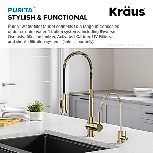 KRAUS Purita 100% Lead-Free Kitchen Water Filter Faucet in Brushed Gold, FF-100BG
