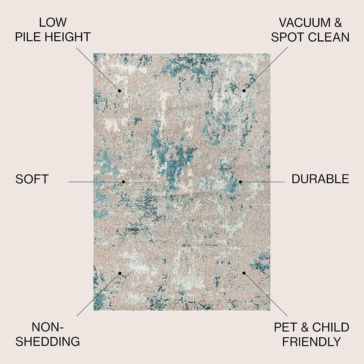 JONATHAN Y CTP103A-3 Contemporary POP Modern Abstract Vintage Faded Indoor Area-Rug Bohemian Easy-Cleaning High Traffic Bedroom Kitchen Living Room Non Shedding, 3 X 5, Gray/Blue